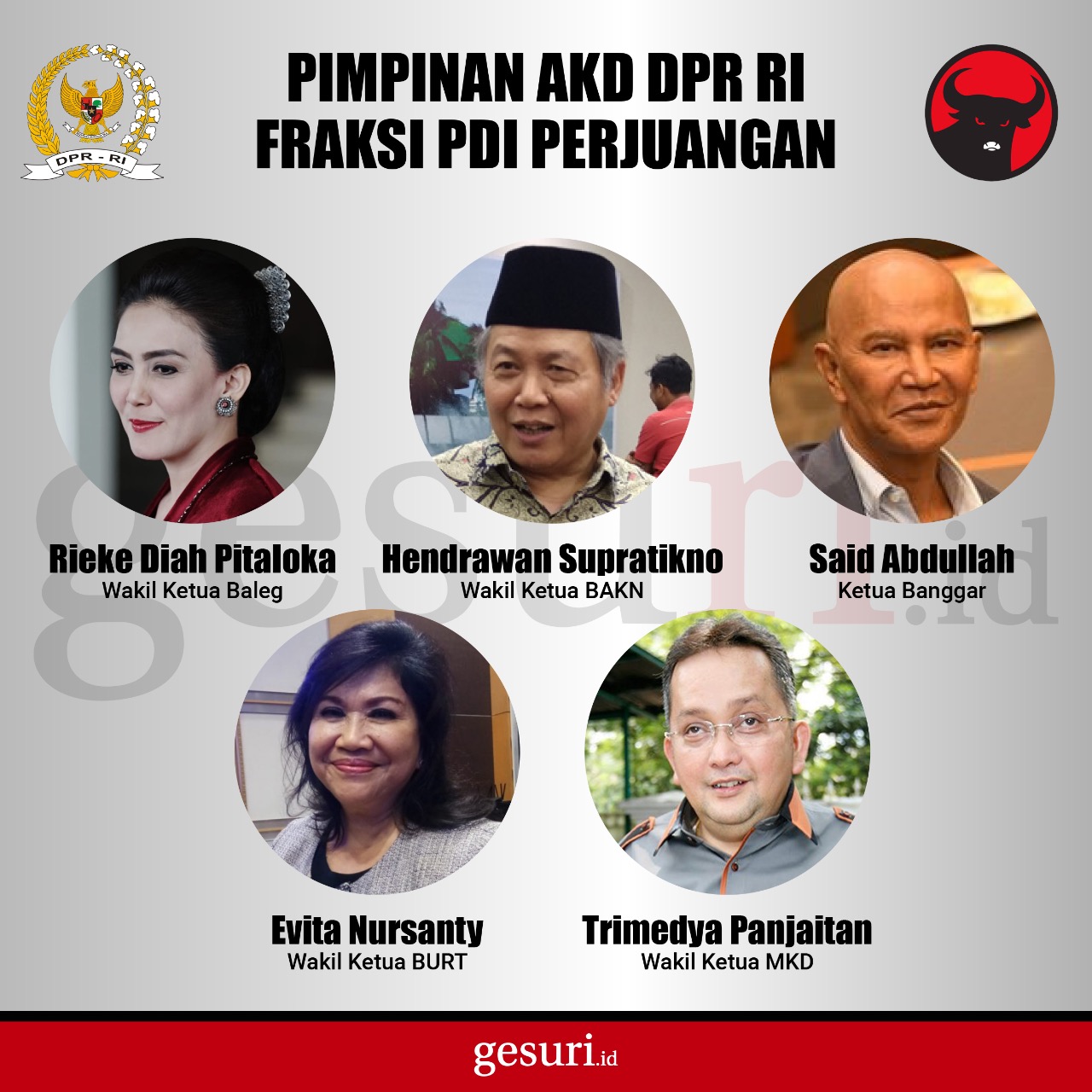 Pimpinan AKD DPR RI Fraksi PDI Perjuangan